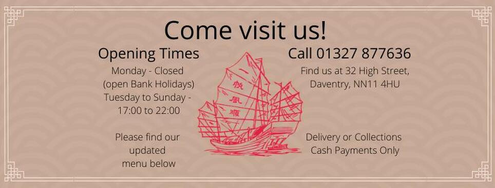 Restaurante Bowan Chinese Take-Away, Daventry - Carta del restaurante