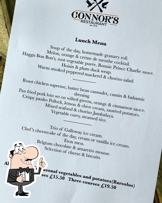 Menu at Connor's restaurant, Portpatrick