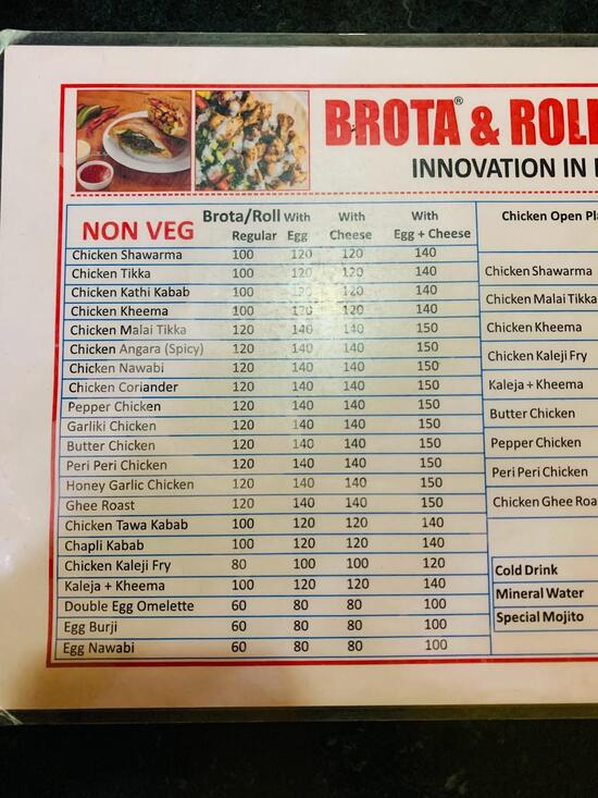 Menu at BROTA (Innovation In Food), Pune