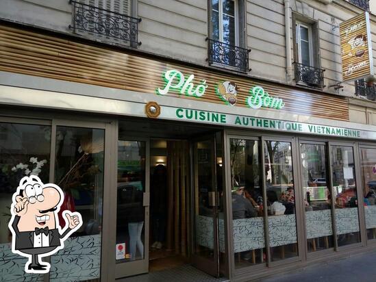 Menu at Pho Bom restaurant, Paris