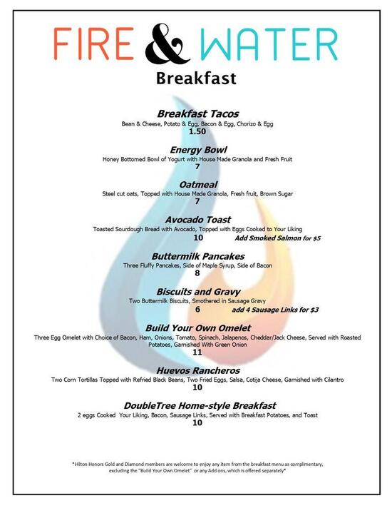 Menu at Fire & Water pub & bar, San Antonio
