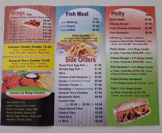 Menu at JJ wingmaster, Jersey City