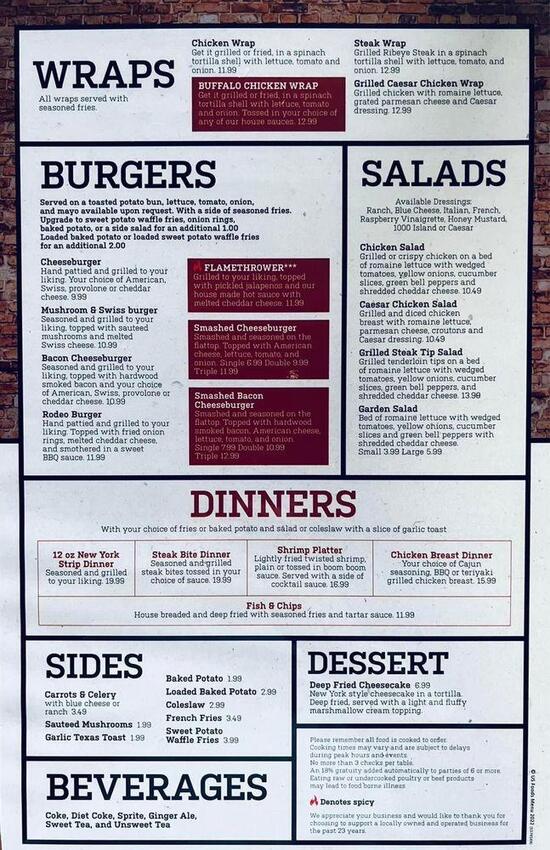 Menu at South Turn Lounge & Restaurant, Daytona Beach