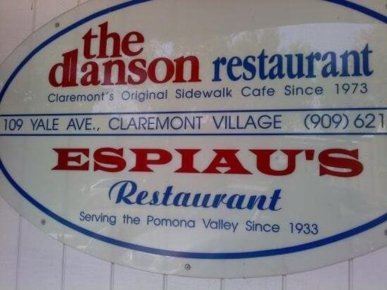 Menu at Danson Restaurant, Claremont
