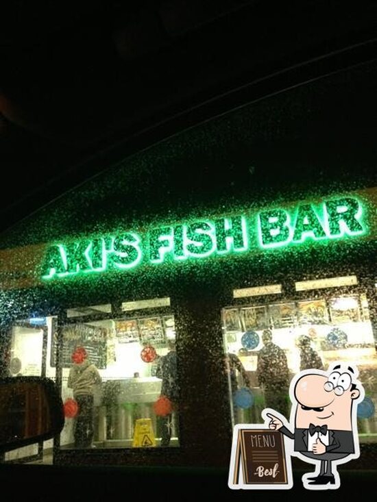 Menu at Aki's Fish Bar, Nuneaton