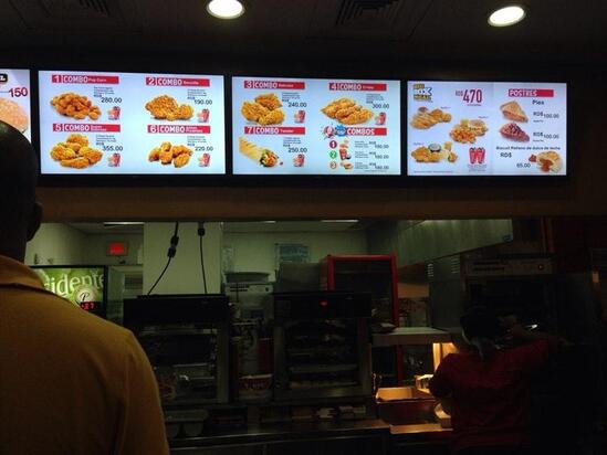 Menu at KFC restaurant, Santo Domingo Este, Estación NEXT