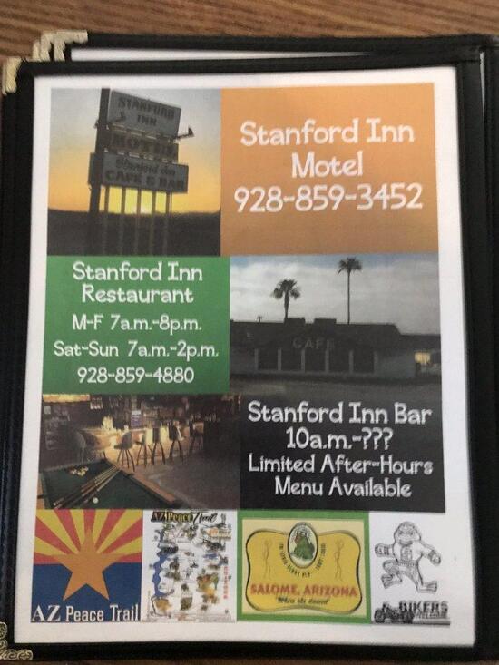 Carta de Stanford Inn cafe & bar, Salome