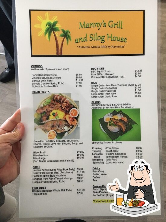 Menu at Manny's restaurant, Vancouver