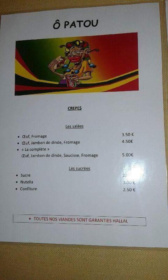Menu at Ô PATOU restaurant, Toulouse