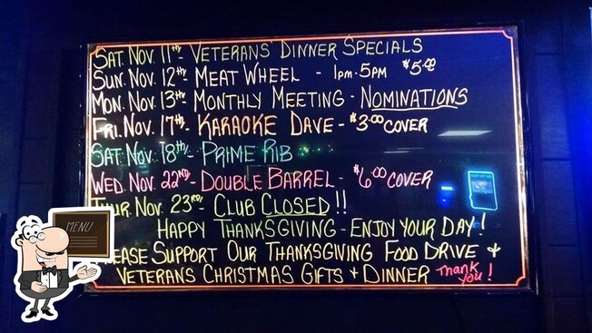 Menu at Second Mountain Rod & Gun Club, Schuylkill Haven