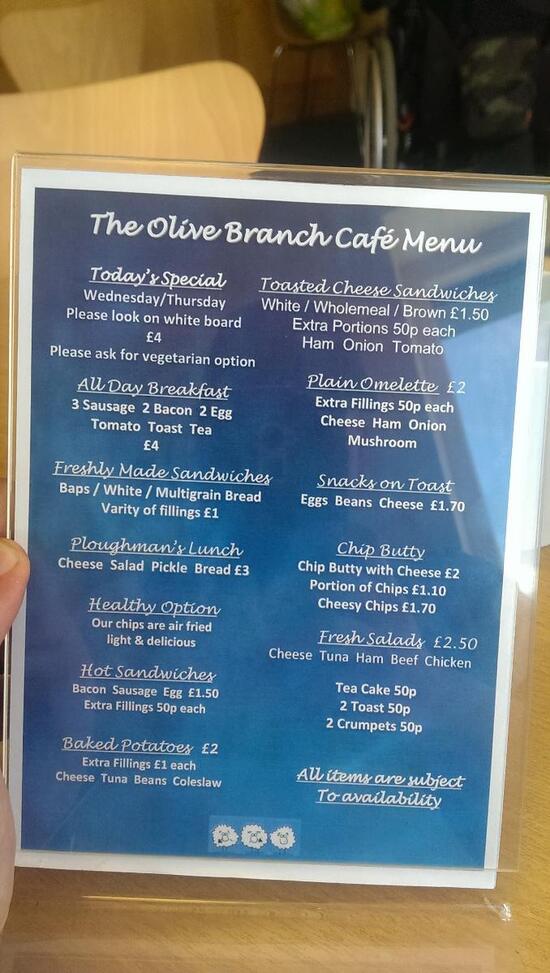Menu at The olive branch café restaurant, Hull