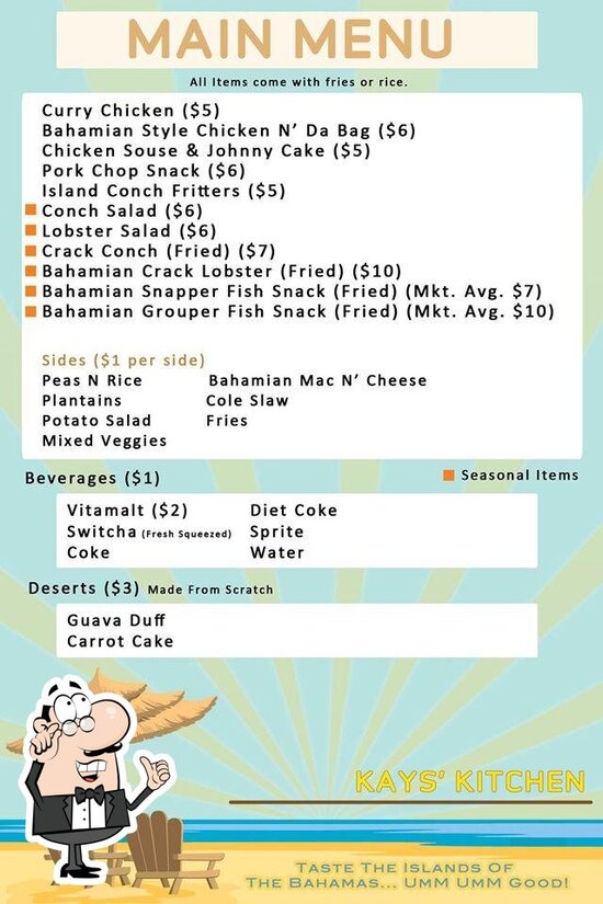 Menu at Kays' Kitchen restaurant, Houston