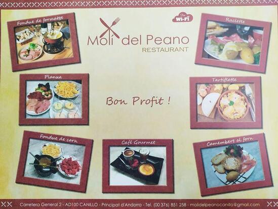 Menu at Molí del Peano restaurant, Canillo