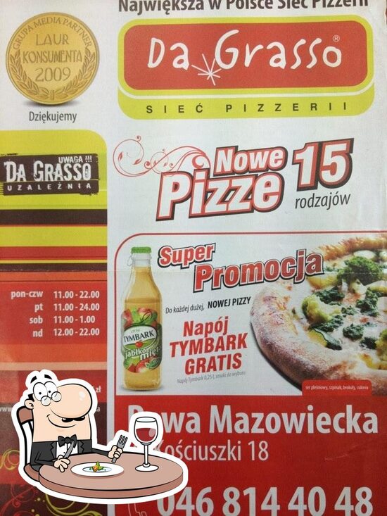 Menu at Da Grasso restaurant, Rawa Mazowiecka