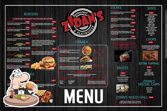 Menu at Zidan's Restaurant, Manchester