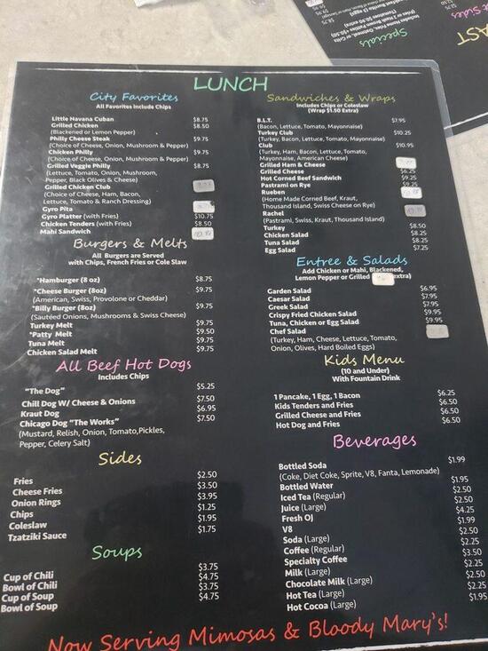Menu at Taste Of The City cafe, Cooper City