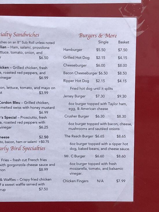 Menu at The Early Bird restaurant, Jonesport, 3 Main St