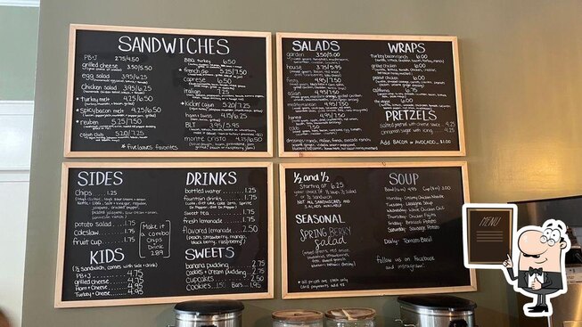 Menu at Five Loaves cafe, Monticello