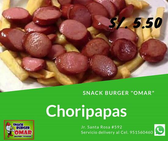 Menu at Snack Burger OMAR restaurant, Chincha Baja District