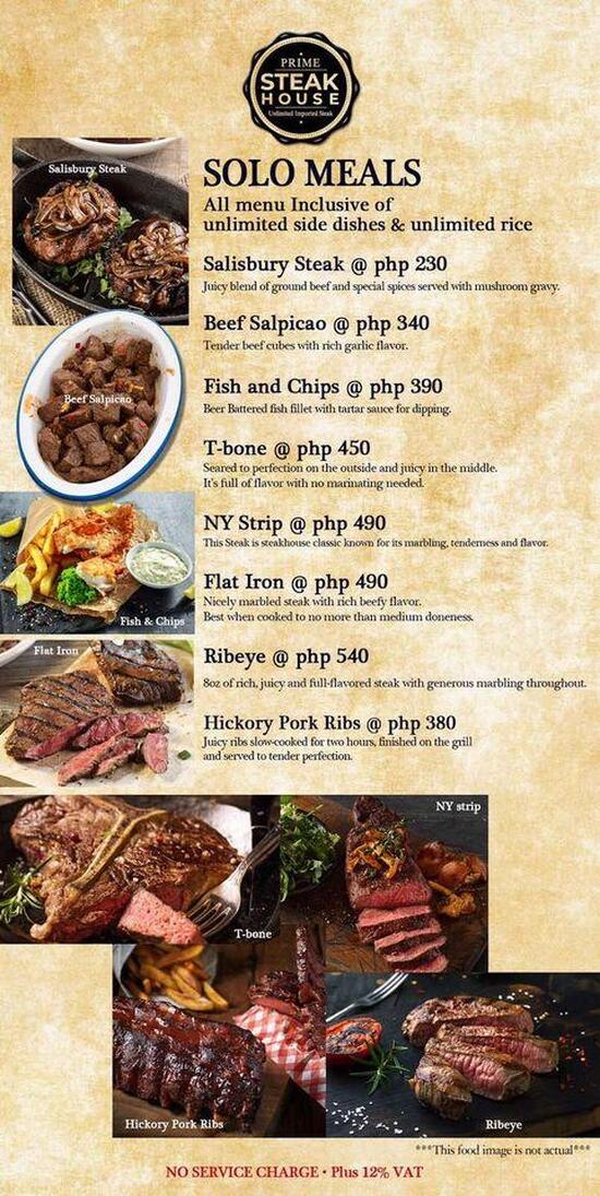 Menu at Prime Steak House Sm Bacoor restaurant, Bacoor