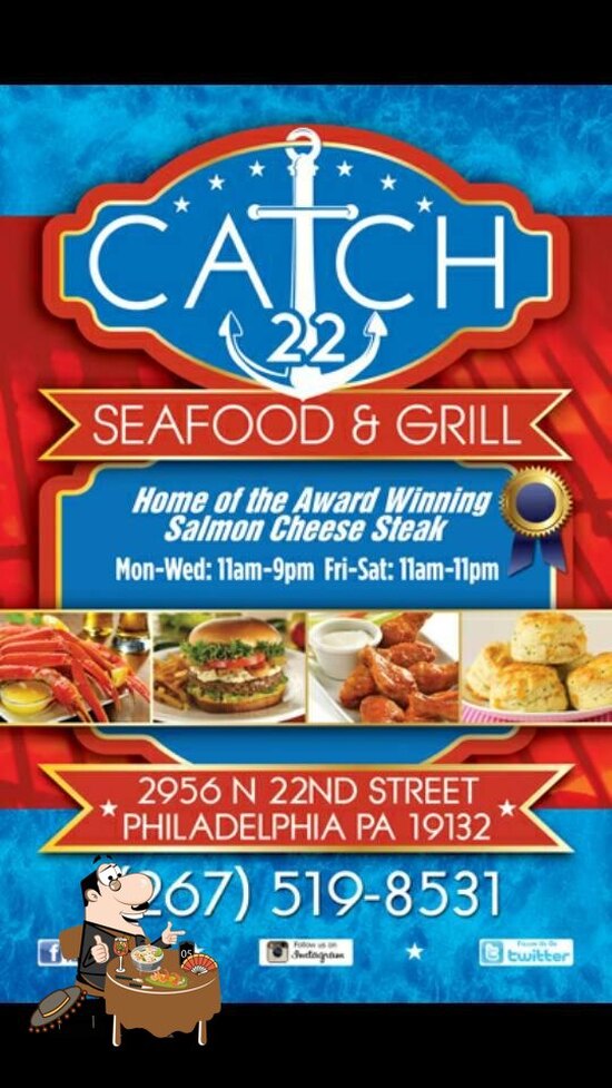 Menu at Catch 22 Seafood and Grill restaurant, Philadelphia, N 22nd St