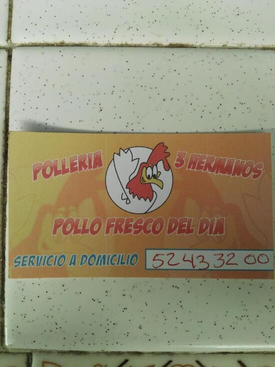 Menu at Pollería tres hermanos restaurant, Mexico City