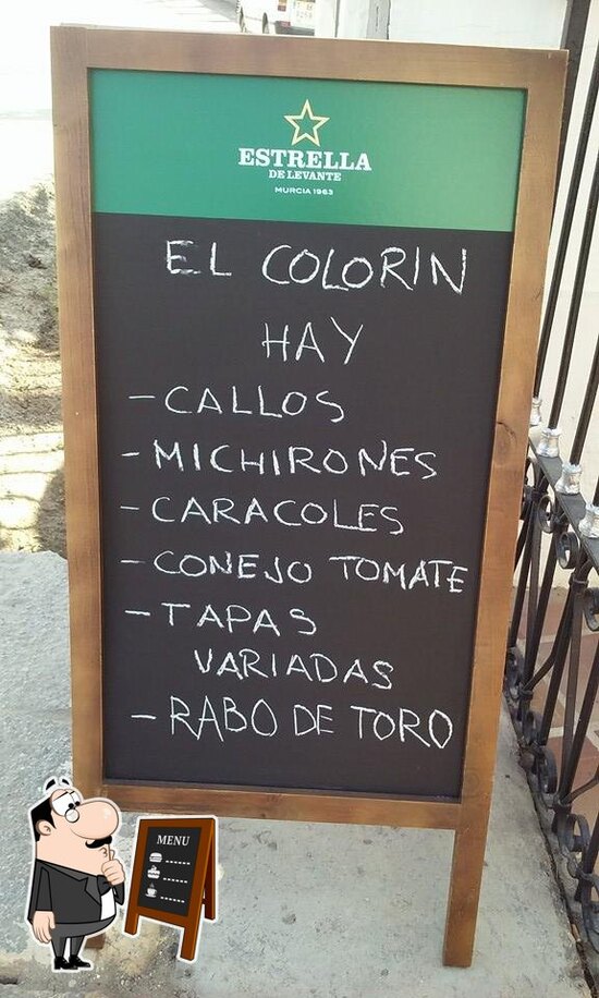 Menu at Cafetería Bar el Colorin, Spain