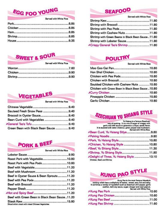 Menu at Kam's Cuisine Chinese Restaurant, Acushnet