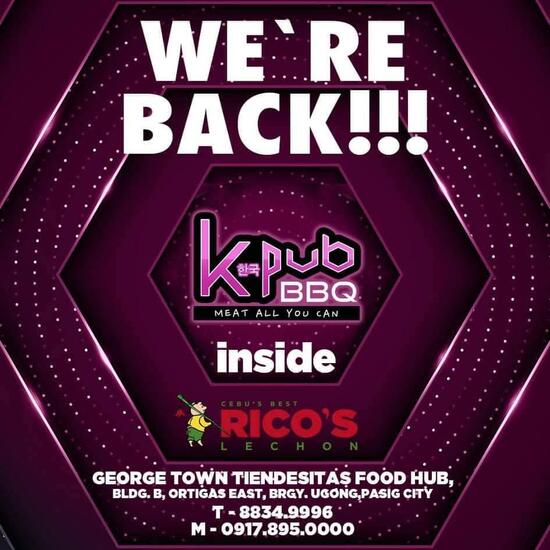Menu at KPub BBQ Tiendesitas, Pasig, Bldg B