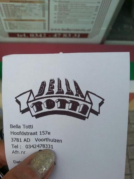 Menu at Bella Totti, Voorthuizen