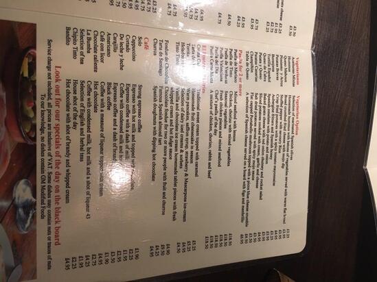Menu at Tinto Tapas Bar, Hamilton, 19 Gateside Street