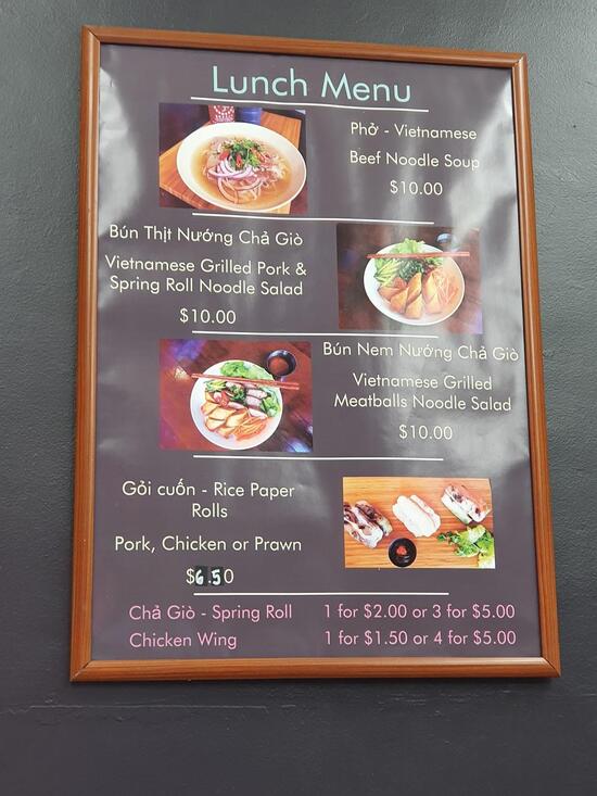 Menu at Golden Oven Bakery, Canberra