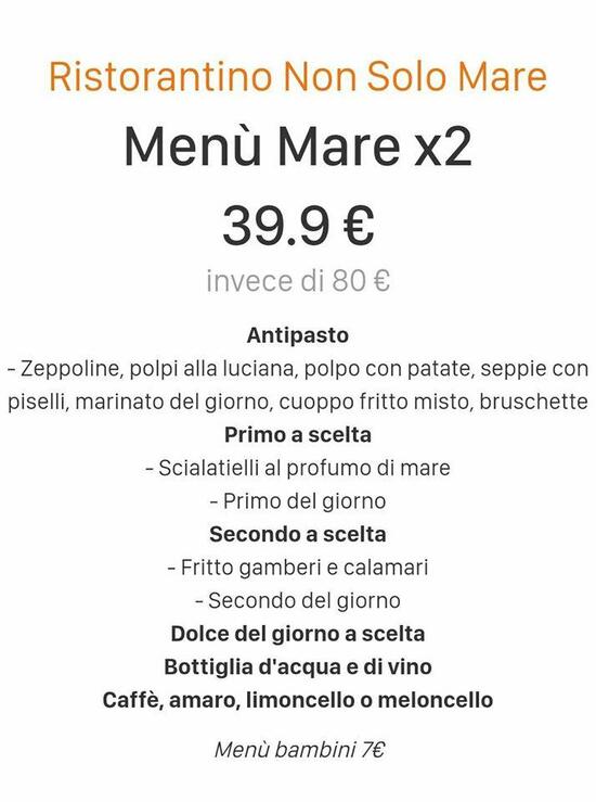 Menu da Non Solo Mare ristorante, Pozzuoli