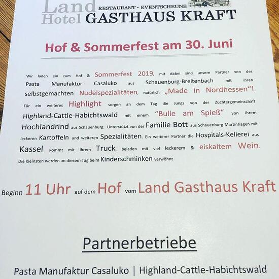 Menu at Gasthaus Kraft restaurant, Schauenburg