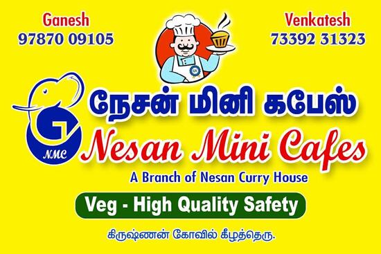 Menu at Nesan mini cafe, Tirunelveli