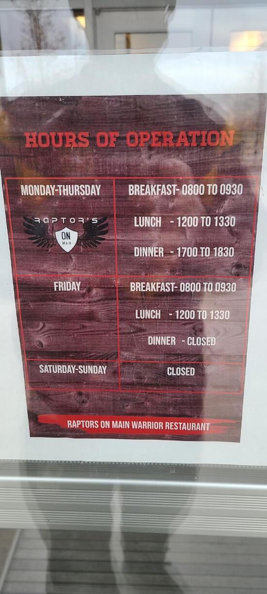 Carta de cafetería 16th CAB "Raptor" Dining Facility, Joint Base Lewis ...