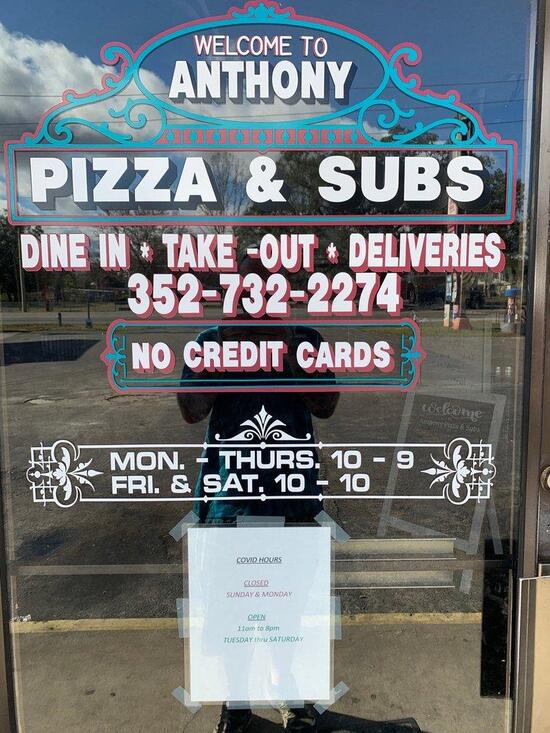 Menu at Anthony's Pizza & Subs pizzeria, Anthony