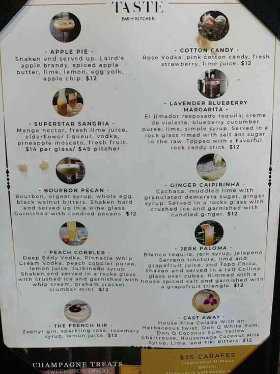 Menu at Taste Bar + Kitchen, Houston