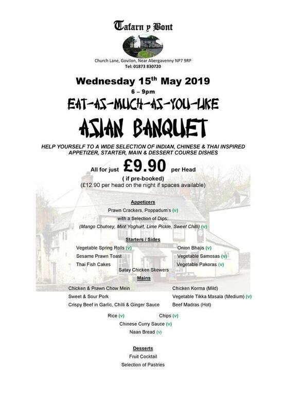Menu at Tafarn y Bont pub & bar, Abergavenny