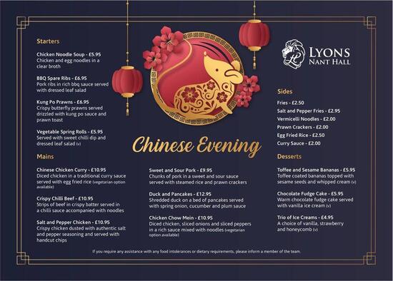 Lyons Nant Hall Hotel in Prestatyn - Restaurant menu and reviews