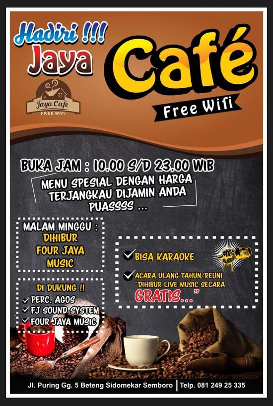 Menu at Jaya cafe, Jember