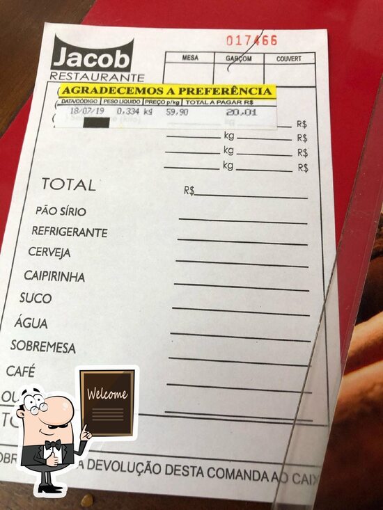 Carta del restaurante Jacob Cozinha Árabe, São Paulo, R. Comendador ...