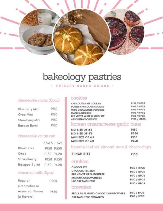 Menu at Bakeology Pastries, San Jose del Monte City