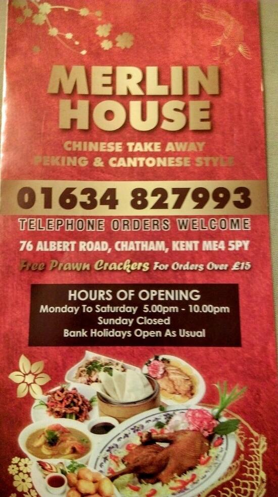 Menu at Merlin House fast food, Chatham
