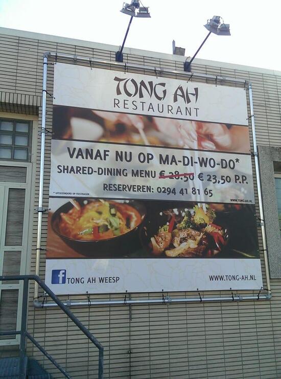 Menu at Tong Ah, Weesp
