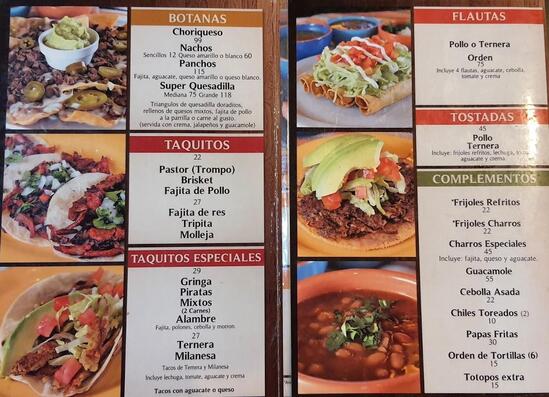 Carta de Taquitos RAVI Restaurant, Nuevo Laredo