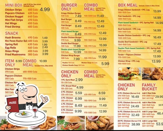 Menu au Crispy House restaurant, Gravenhurst