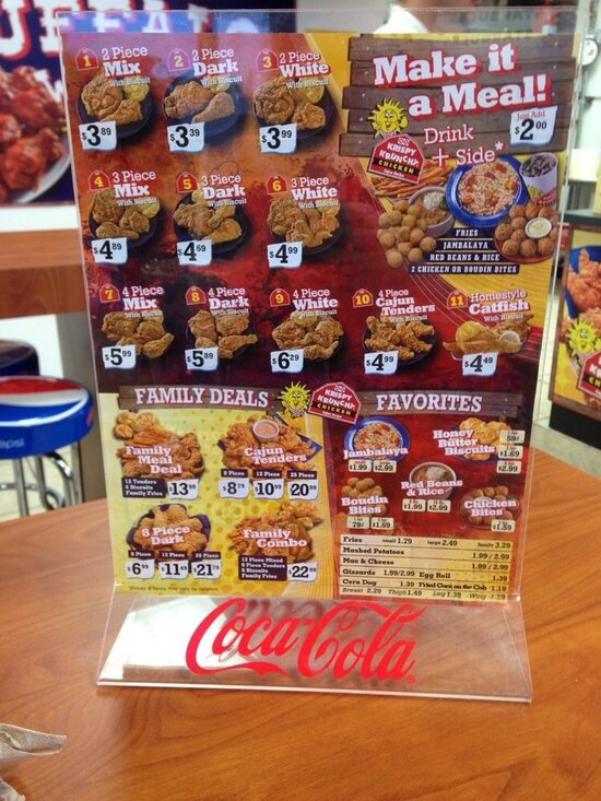 Menu at Krispy Krunchy Chicken, Homestead, Old Dixie Hwy