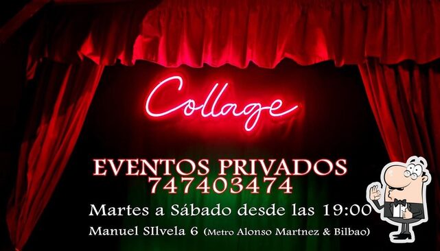 Menu at COLLAGE Burlesque pub & bar, Madrid
