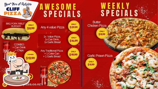 Menu at Cliff Pizza Wanganui restaurant, Whanganui